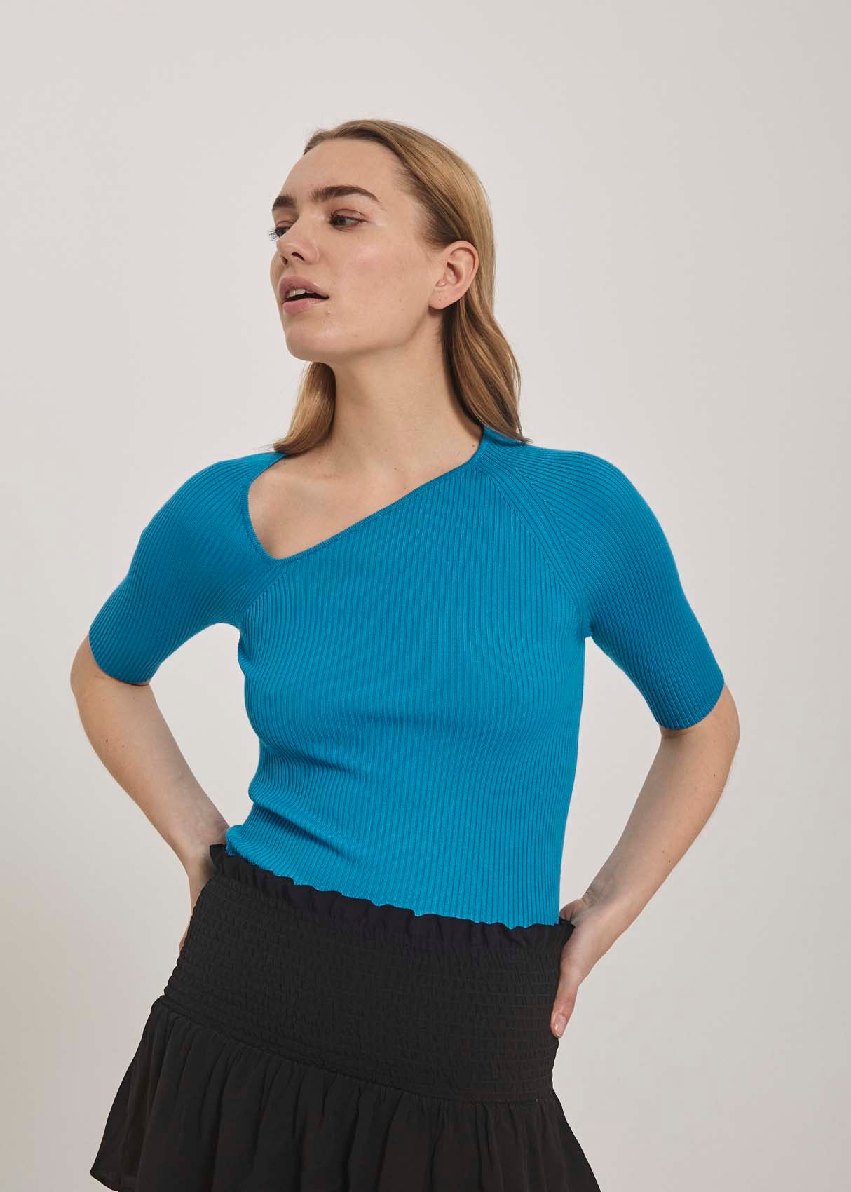 Sherry knit tee - Ibiza blue